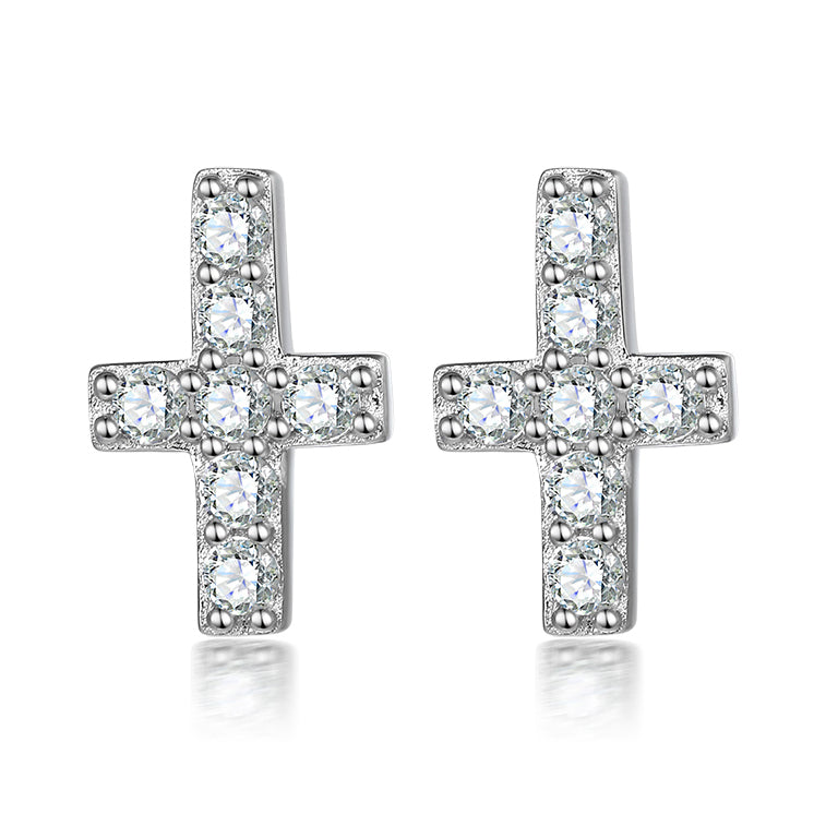Axis Diamond Studs - Sleek Cross Diamond Earrings | Lirys Jewelry – Liry's Jewelry