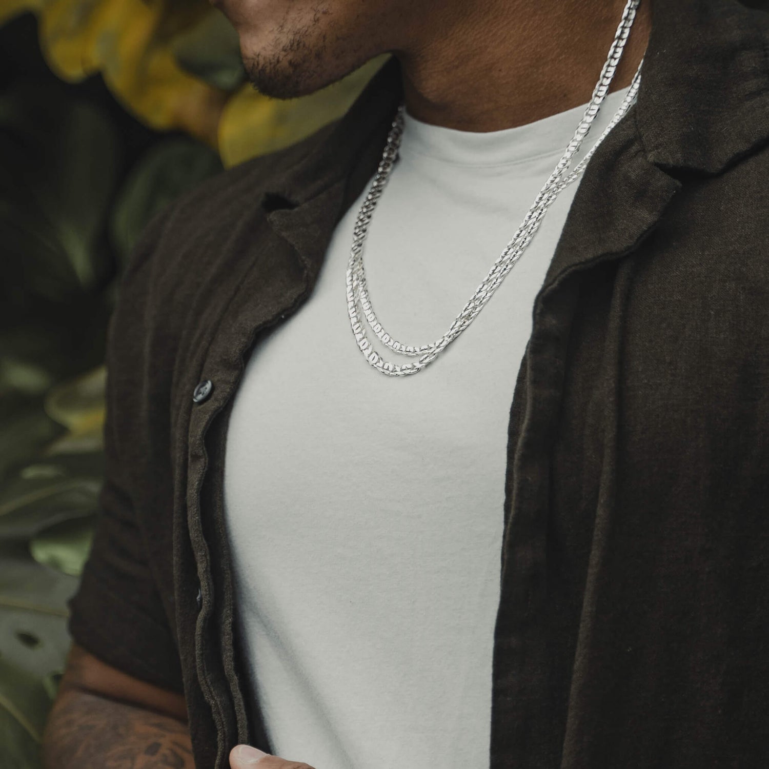 Sterling Silver Tiger Eye Chain | Unique Doubled-Up Mariner Link Design ...