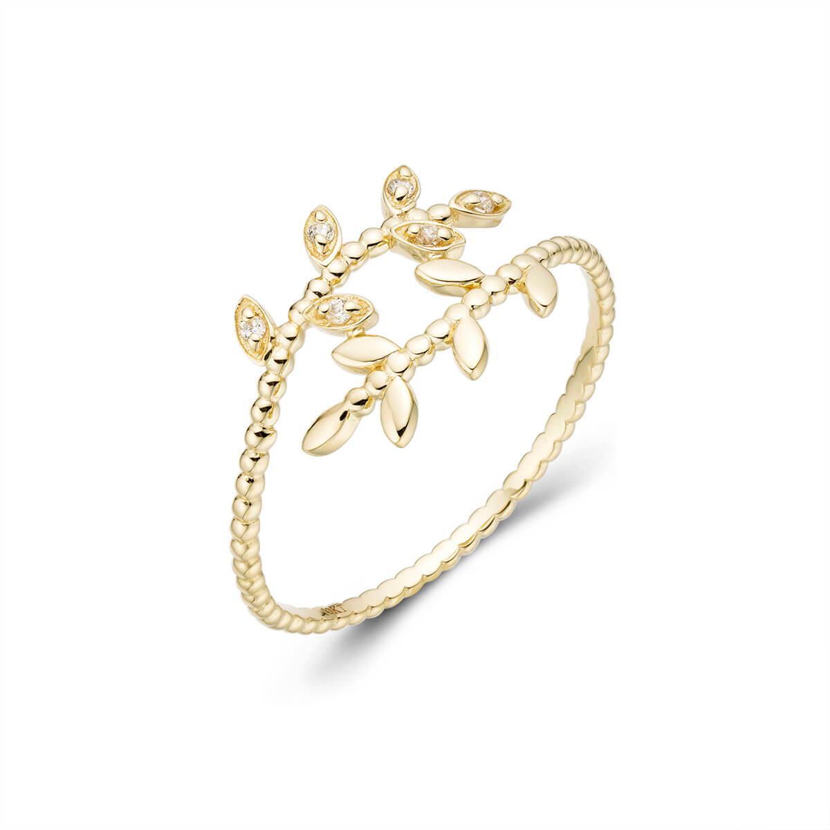 Womens Simple Leaf Ring with cz stones – Liry's Jewelry