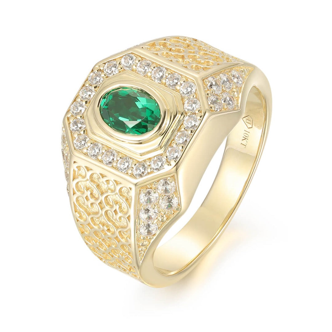 Signet Style Oval Cut Stone Ring With Diamond Border – Liry's Jewelry