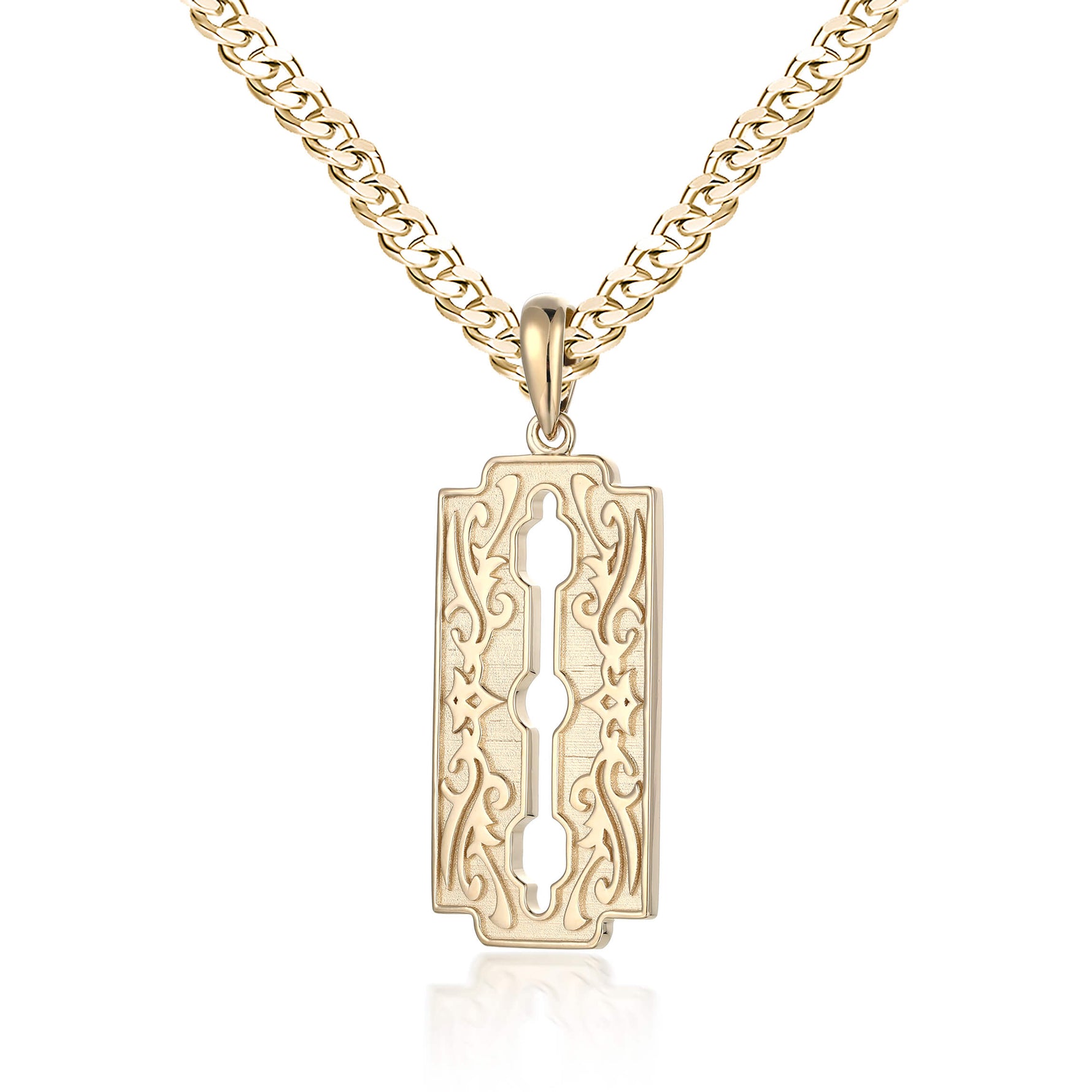 Stained Glass Razor Blade Pendant | Gold Jewelry – Liry's Jewelry